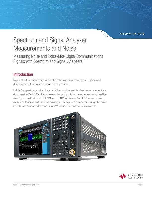 Spectrum and Signal Analyzer Measurements and Noise PDF Asset Page | Keysight